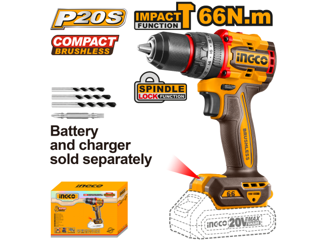 CIDLI206681 20V LI-ION COMPACT BRUSHLESS CORDLESS IMPACT DRILL 66Nm ...